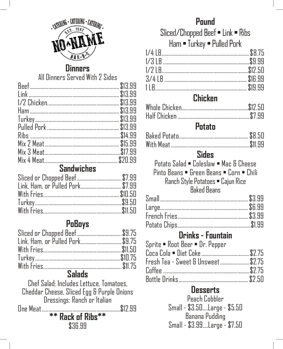Menu - #1 Best Houston Barbecue